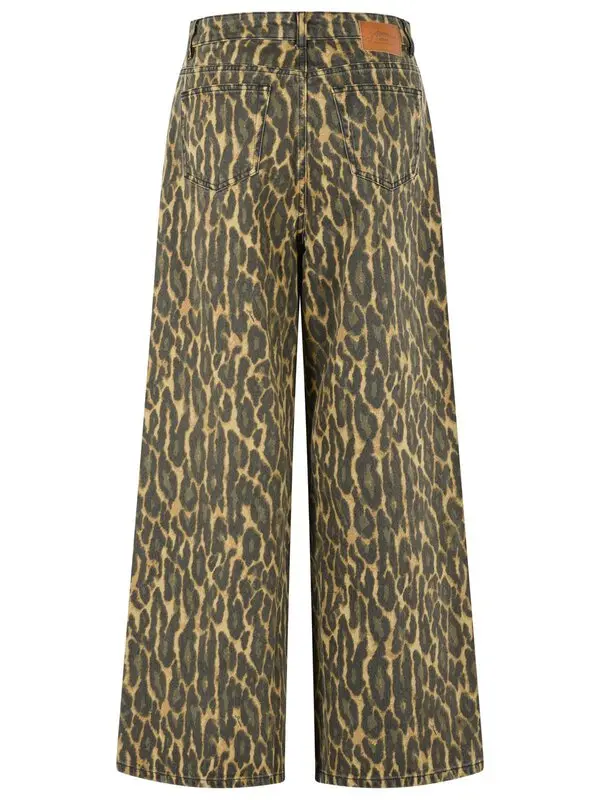 GANNI Leopard Cotton Jeans