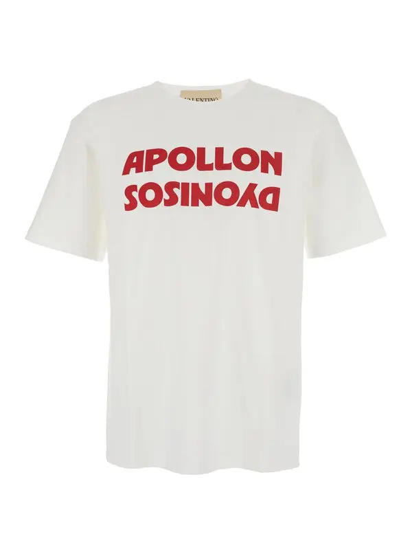 Valentino Garavani Crewneck T-shirt With Print On The Front In Cotton - White