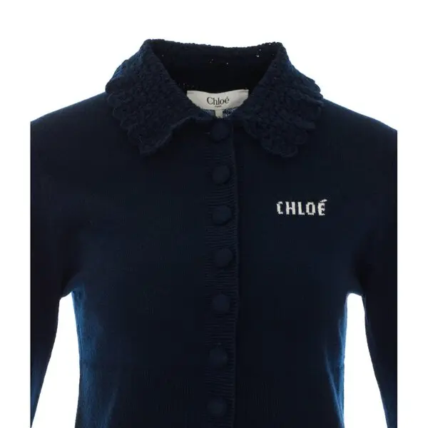Chloé Logo Slim Cardigan - Blue