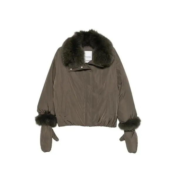 YVES SALOMON Padded Fur Jacket - Brown