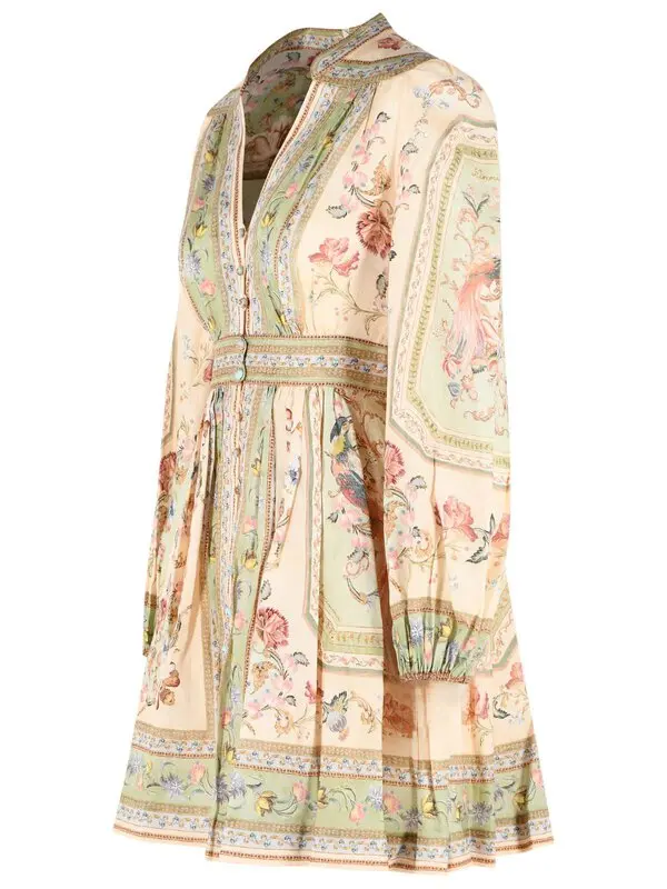 Zimmermann Roselight' Multicolored Linen Mini Dress
