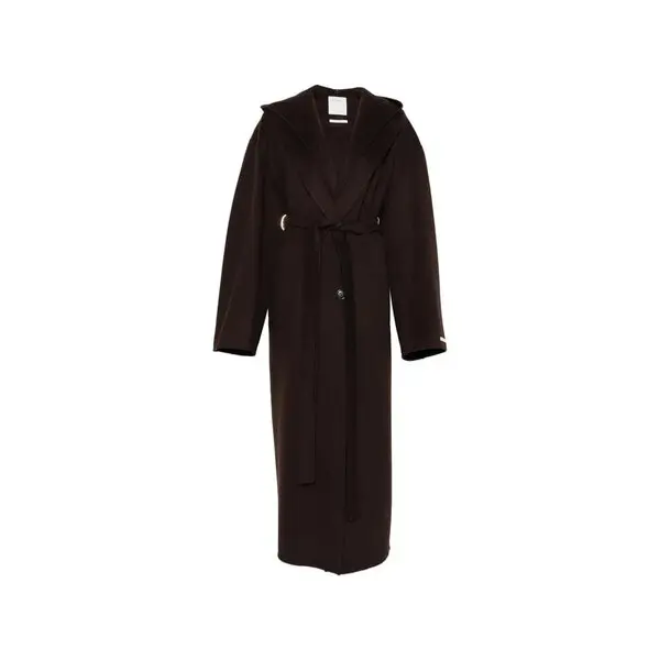 Sportmax Virgin Wool Oversized Hooded Coat - Brown