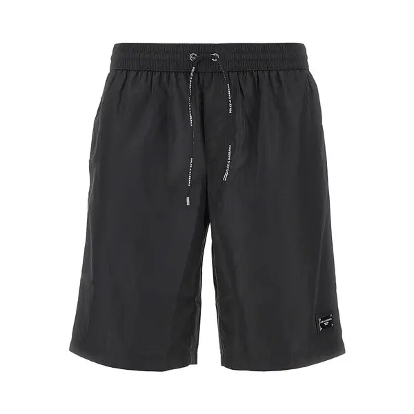 Dolce & Gabbana Swimshorts With Logo Plate - Black