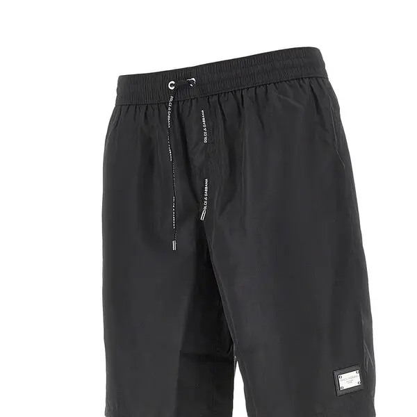 Dolce & Gabbana Swimshorts With Logo Plate - Black