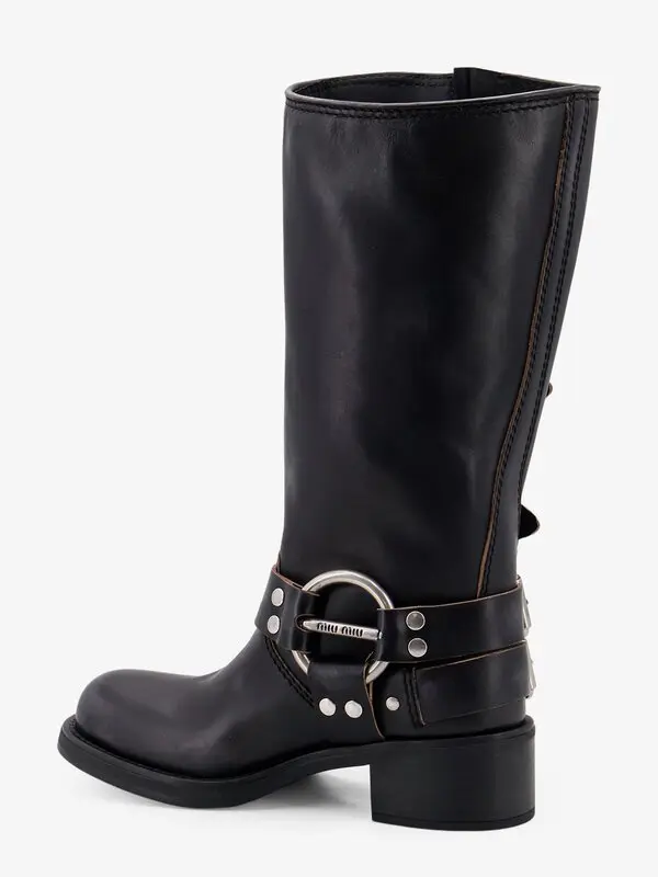 Miu Miu Buckled Leather Boots - Multicolor