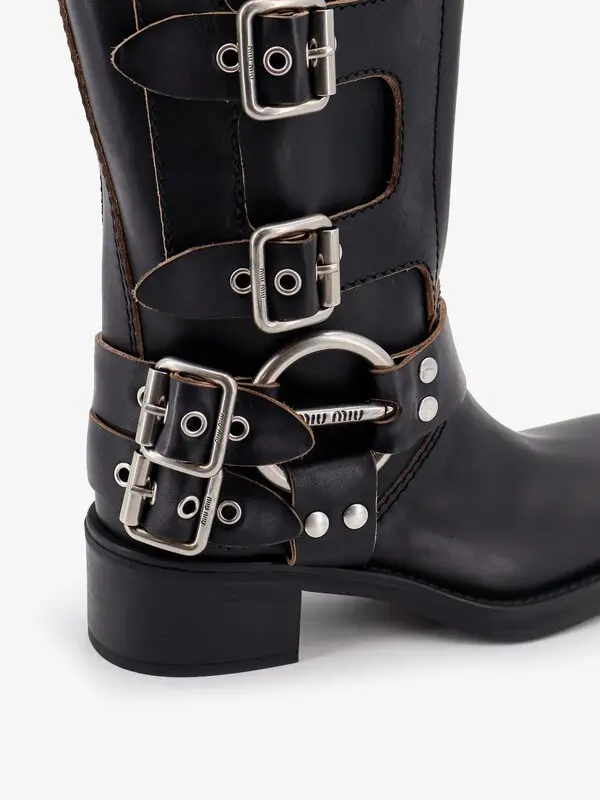 Miu Miu Buckled Leather Boots - Multicolor