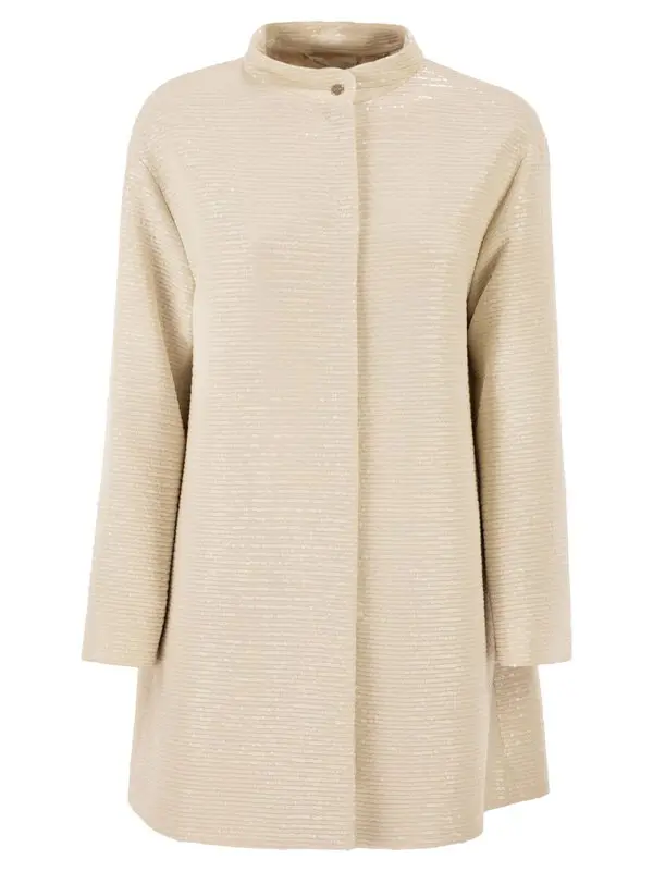 Herno Sequined A-line Overcoat - Cream
