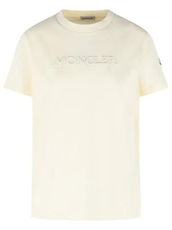Moncler Ivory Cotton T-shirt - Cream