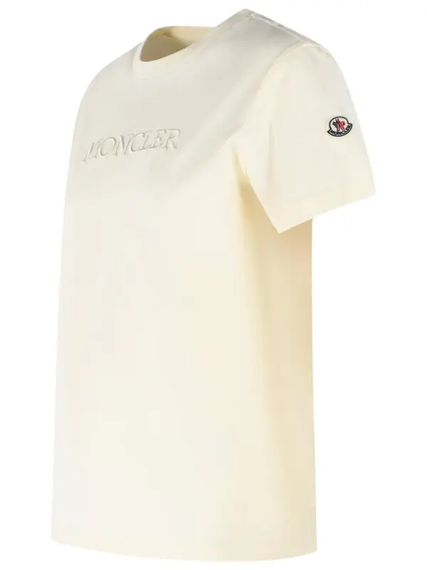 Moncler Ivory Cotton T-shirt - Cream