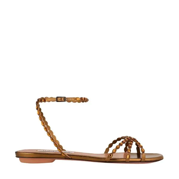 AQUAZZURA Love Struck Flat Sandals - Gold
