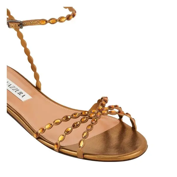 AQUAZZURA Love Struck Flat Sandals - Gold