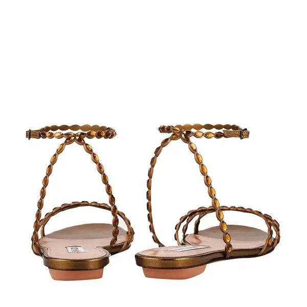 AQUAZZURA Love Struck Flat Sandals - Gold
