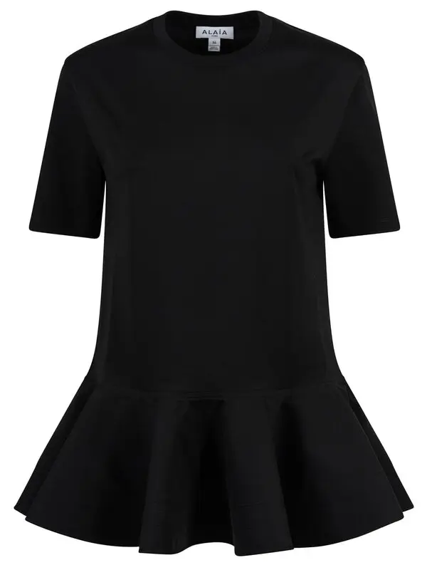 Alaïa Cotton Jersey Crinoline T-shirt - Black