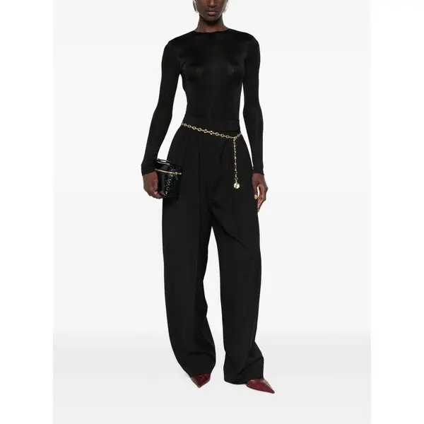 Saint Laurent Open-back Long-sleeve Bodysuit - Black