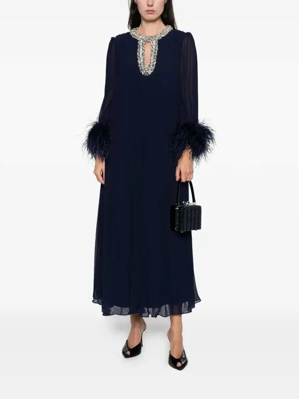 SELF-PORTRAIT Long Pleated Dress