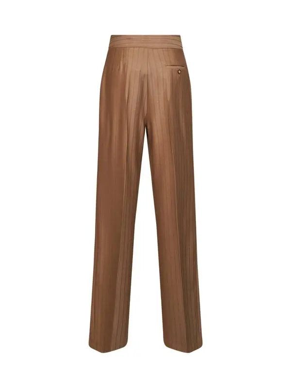 Etro Camel Striped Wool Jacquard Double-pleat Trousers