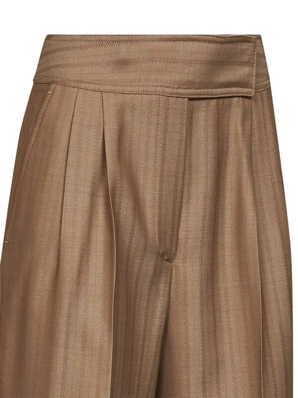 Etro Camel Striped Wool Jacquard Double-pleat Trousers