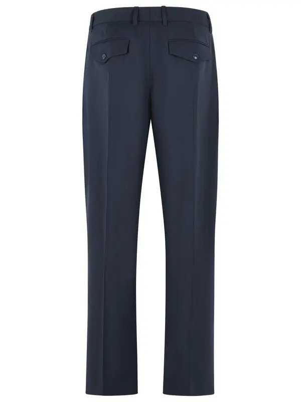 Casablanca Pleated Wool Twill Trousers - Blue