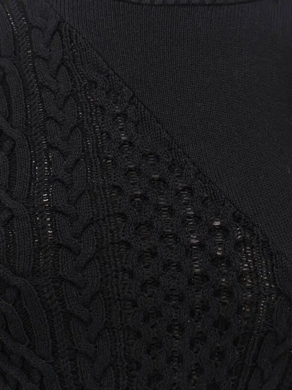 Sacai Cotton Blend Asymmetrical Sweater