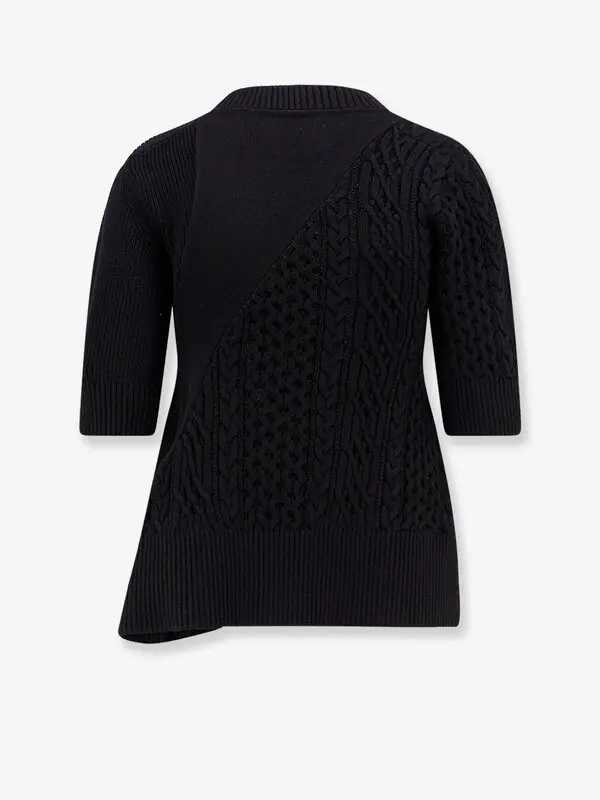 Sacai Cotton Blend Asymmetrical Sweater - Black