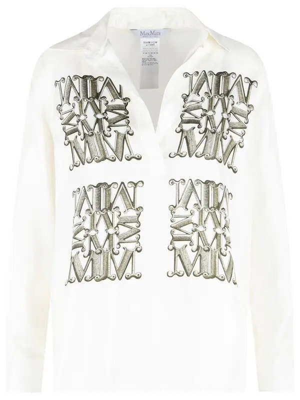 Max Mara Filtro' White And Silk Shirt - Green