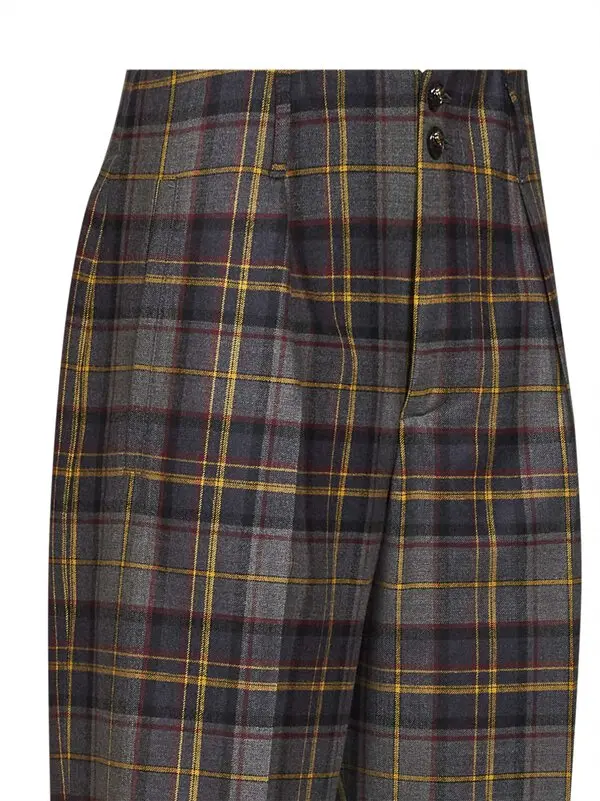 Etro Grey Check-pattern Stretch Wool Trousers