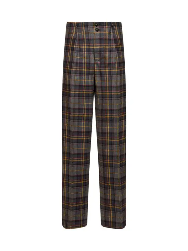 Etro Stretch Wool Check Trousers - Multicolor