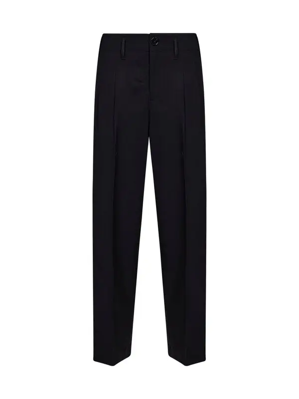 AMI Paris Black Virgin Wool Double-pleat Trousers