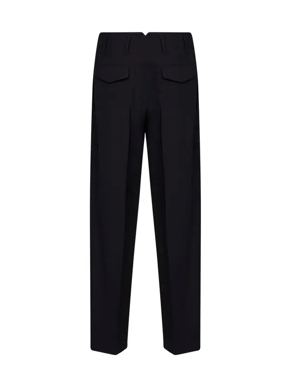 AMI Paris Black Virgin Wool Double-pleat Trousers