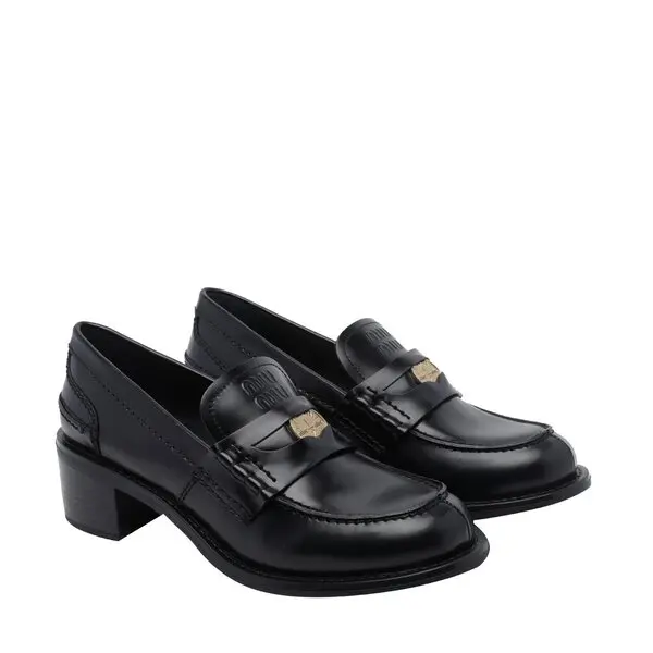 Miu Miu Logo Pump Loafers - Black