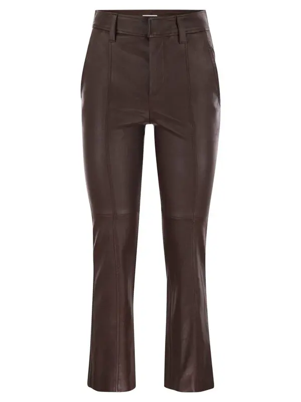Brunello Cucinelli Stretch Nappa Leather Square Cigarette Trousers With Jewellery - Multicolor