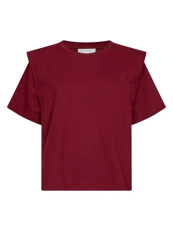 Isabel Marant Étoile Marant Dark Burgundy Cotton Jersey Zelitos T-shirt With Shoulder Pads - Multicolor