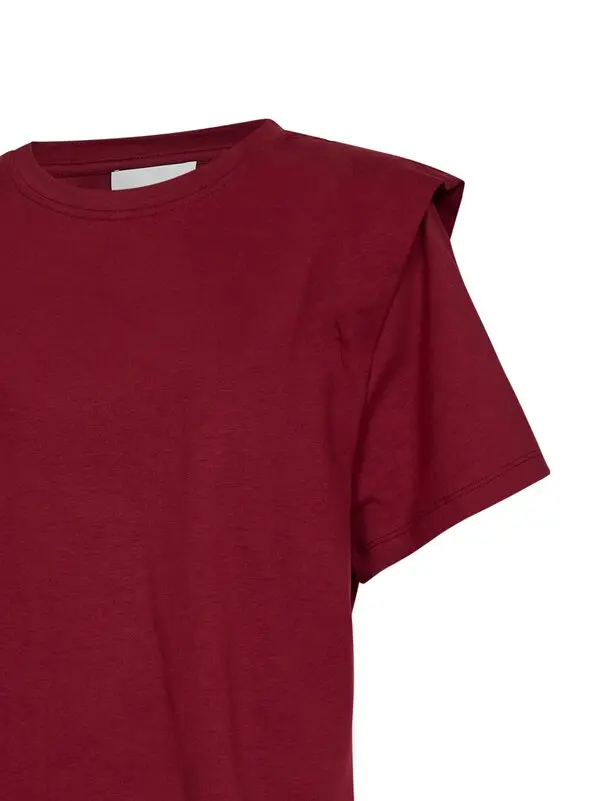 Isabel Marant Étoile Marant Dark Burgundy Cotton Jersey Zelitos T-shirt With Shoulder Pads - Multicolor