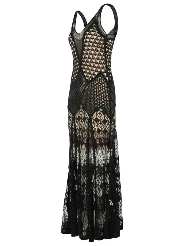 Blumarine Geometric Lace Long Dress