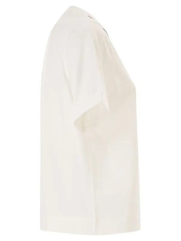 Brunello Cucinelli Cotton Jersey T-shirt With Shiny Trims - White