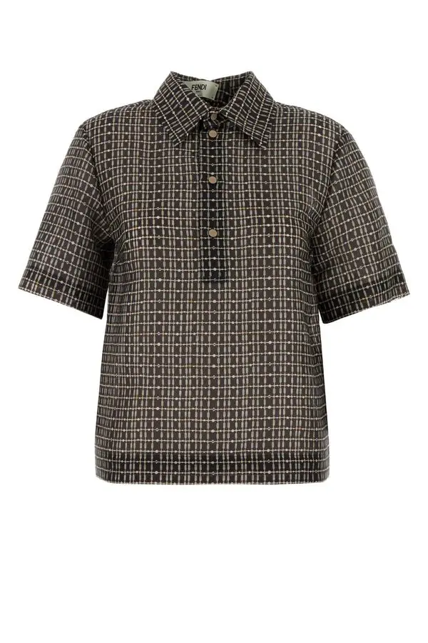 Fendi Printed Silk Blend Polo Shirt