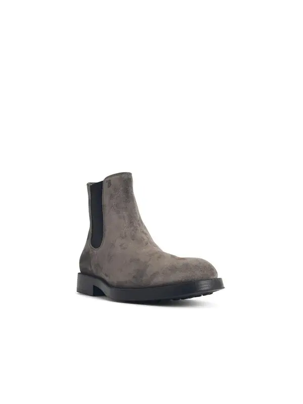 TOD'S Chelsea' Grey Suede Leather Ankle Boots