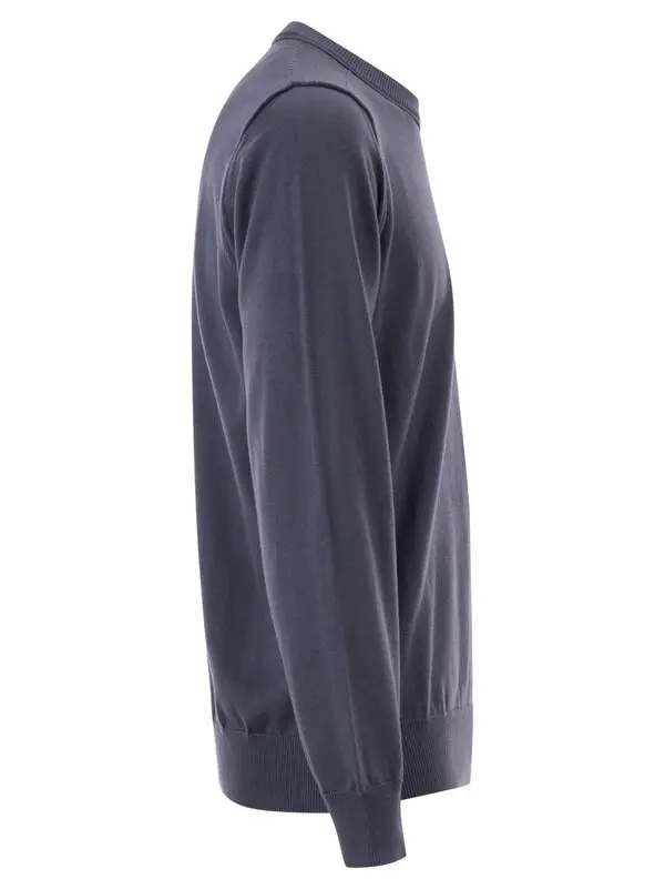 Stone Island Crew Neck Jumper With Small Lapel