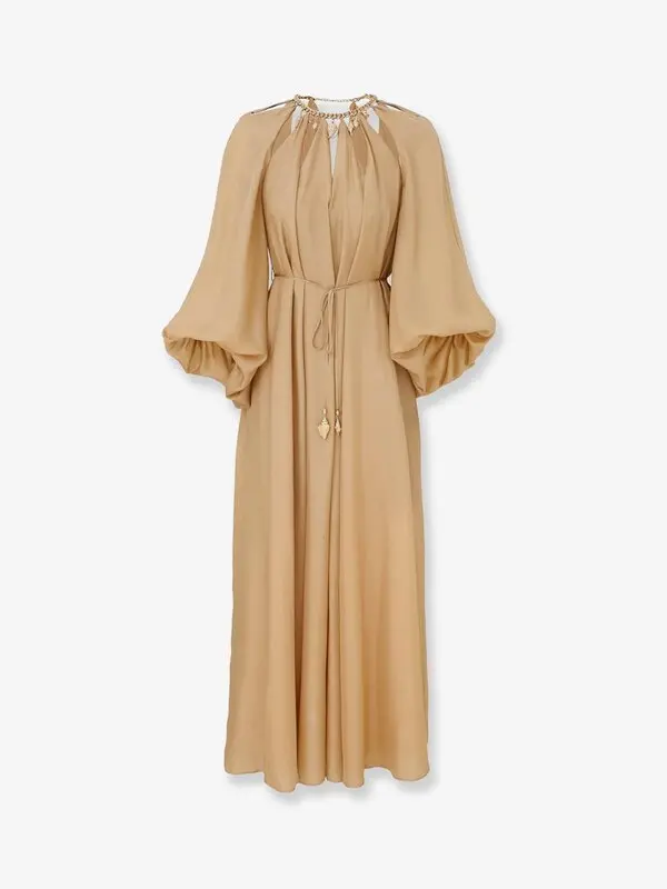 Zimmermann Mahon Long Silk Dress - Gold