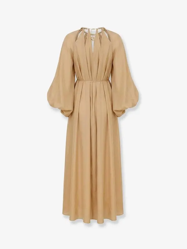 Zimmermann Mahon Long Silk Dress - Gold