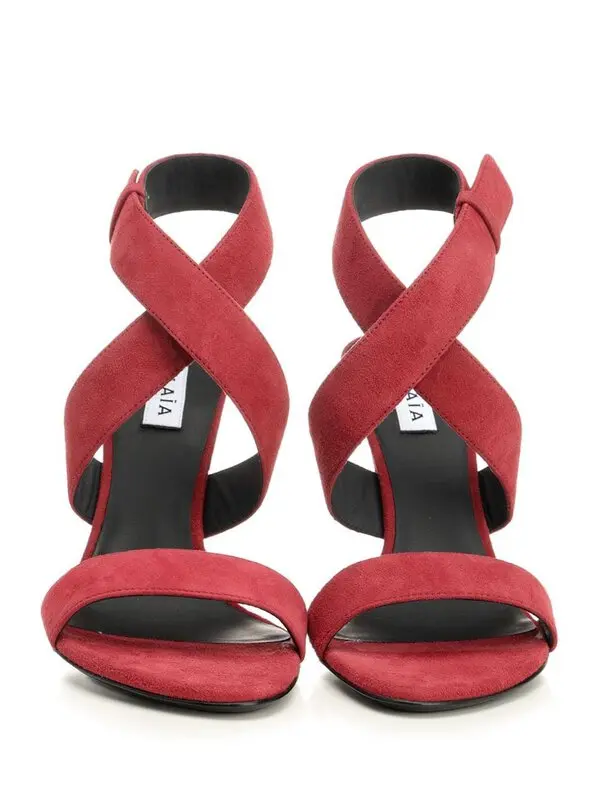 Alaïa Suede Cone Sandals - Red