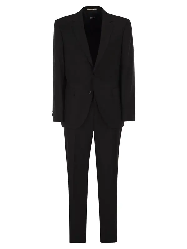 BOSS Regular Fit Suit In Wool And Elastane Blend