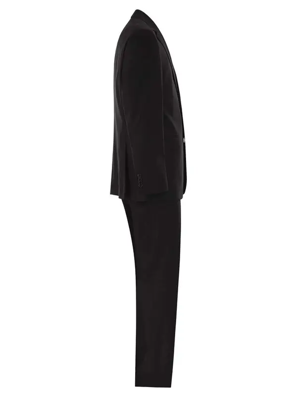 BOSS Regular Fit Suit In Wool And Elastane Blend - Black