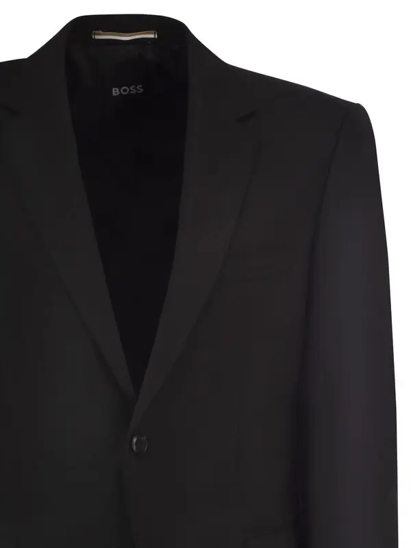 BOSS Regular Fit Suit In Wool And Elastane Blend - Black