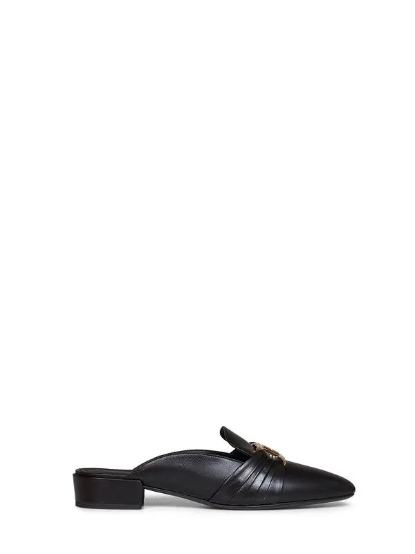 FERRAGAMO Black Corby Mules With Gancini Ornament