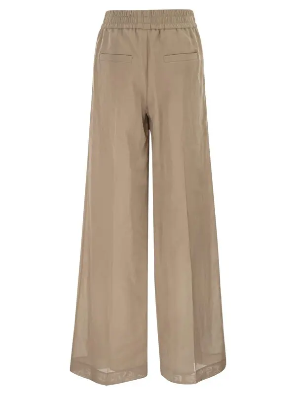 Brunello Cucinelli Loose Track Trousers In Cotton Organza - Cream