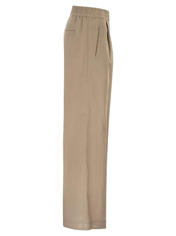Brunello Cucinelli Loose Track Trousers In Cotton Organza - Cream
