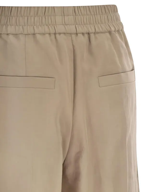 Brunello Cucinelli Loose Track Trousers In Cotton Organza - Cream