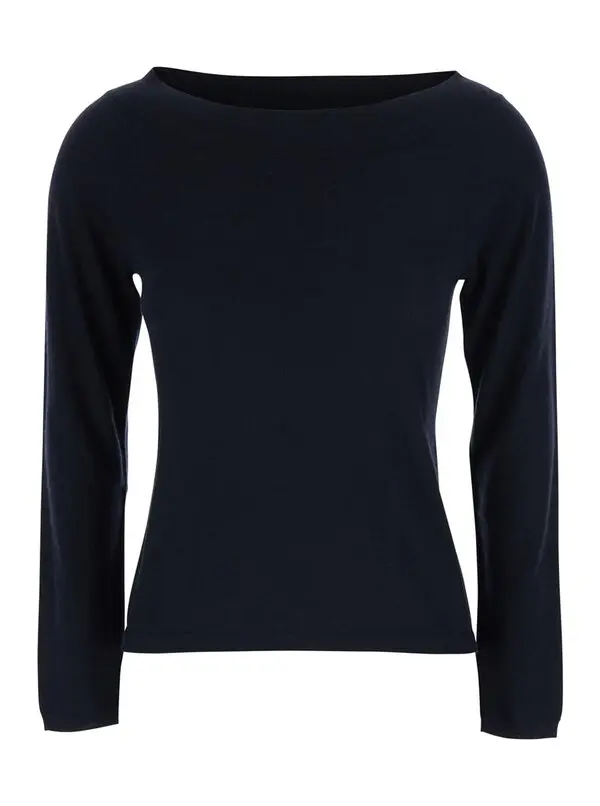 Max Mara Faretra' Blue Sweater With Boat Neck In Cashmere - Multicolor