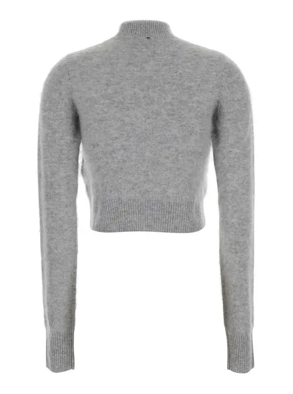 Sportmax Gubbio' Grey Cropped Sweater With High Neck In Cashmere - Multicolor